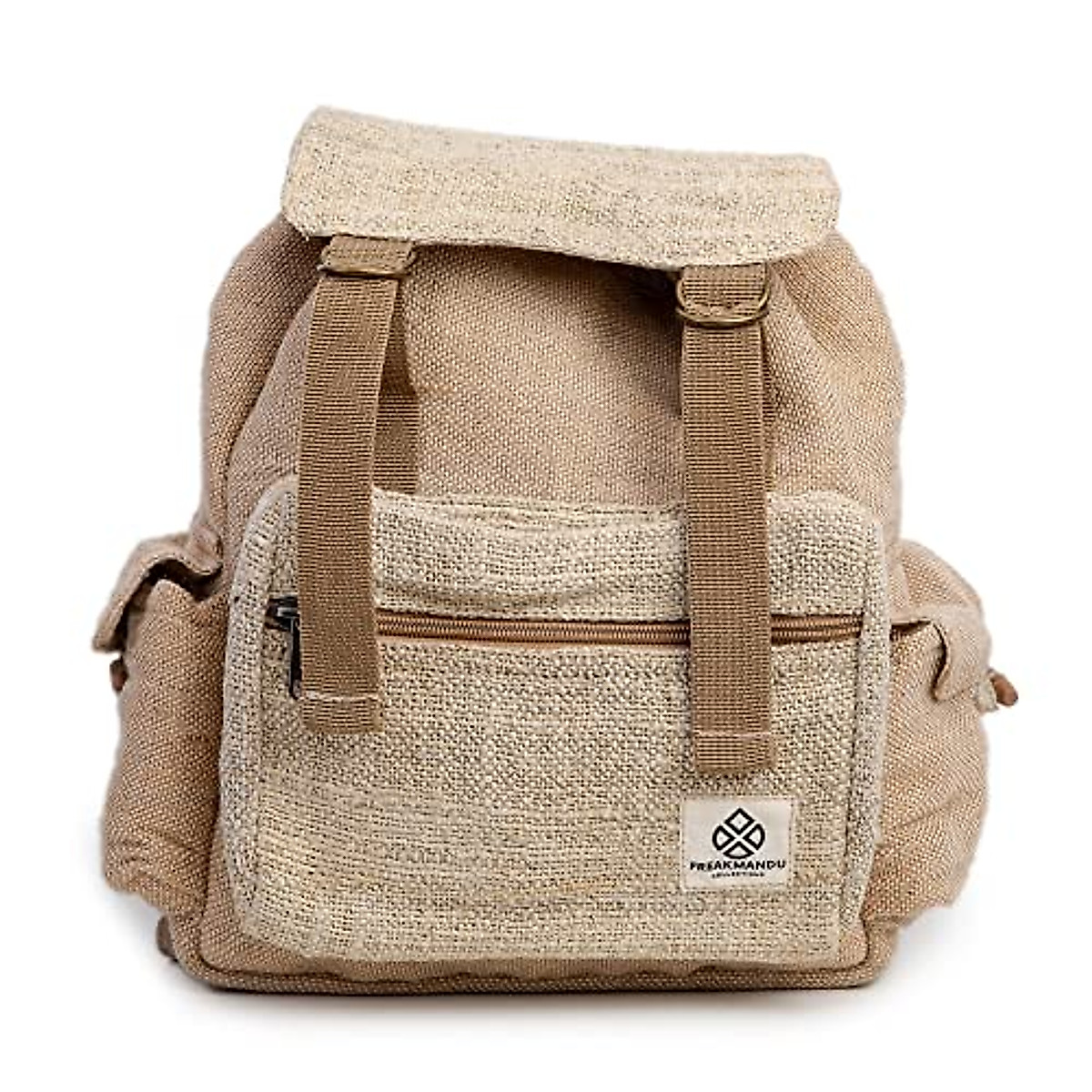 Mini Hemp Backpack Cute Functional - Eco Friendly Unisex Rustic Bag Durable by Freakmandu White/Beige