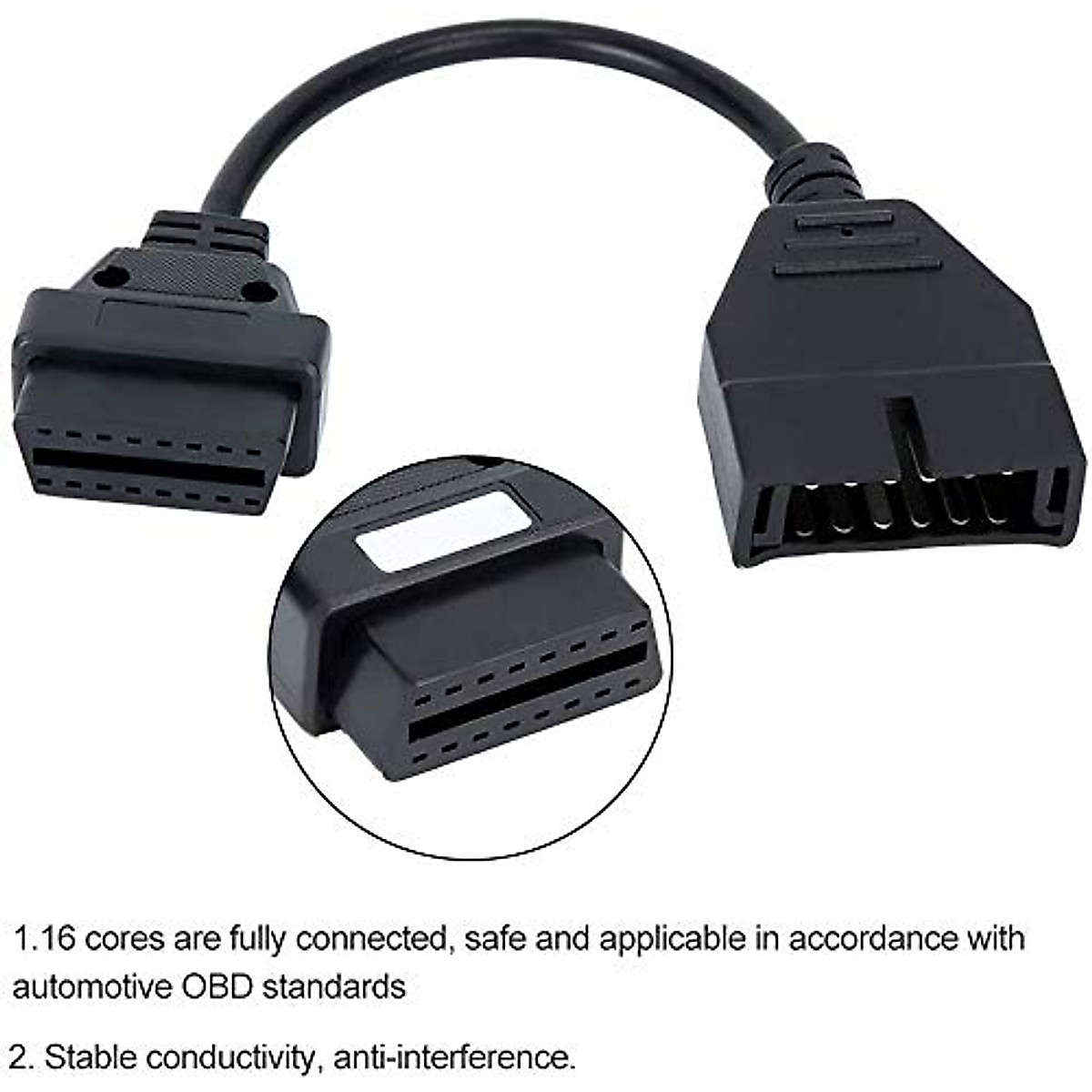 OBD2 to OBD1 GM Adapter,OBD1 12 Pins to OBD2 16 Pins Diagnostic Tool Connector Adapter Cable Replacement for GM