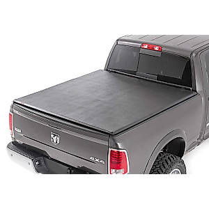 Rough Country Soft Tri-Fold Truck Bed Tonneau Cover for Ram 1500/2500 (2009-2018) - Fits 6'4 Bed, Weather-Resistant Bed Cover