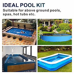 POOLAZA Pool Skimmer Net & Pool Brush Head with 50'' Aluminum Pool Pole, Fine Mesh Pool Net Skimmer Plus 14" Sturdy Pool Brushes for Cleaning Pool Walls, Ideal Pool Cleaning Kit for Above Ground Pool