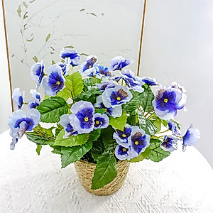 Mynse 2 Pieces 14.1" Silk Pansy Artificial Pansy Flowers for Home Indoor Garden Decoration (Red)