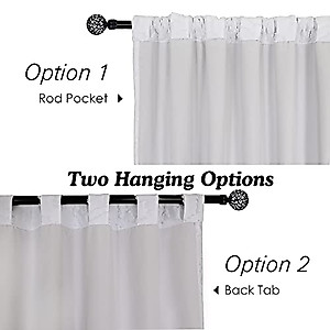 OWENIE White Blackout Curtains 84 inch Length 2 Panel Set, Sheer with 100% Blackout Curtain Liner Thermal Insulated, 3D Jacquard Clip Double Layer Rod Pocket Back Tab Panel Drapes, 2 Panels, 52 x 84