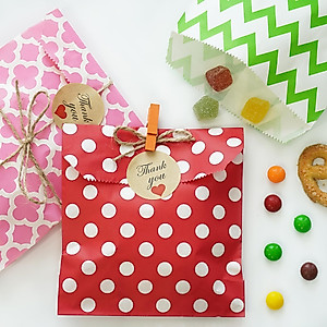 KIYOOMY 100 Pcs Gold Candy Buffet Bags Small Polka Dot Paper Treat Bags (Bright Gold, 5 inch X 7 inch)