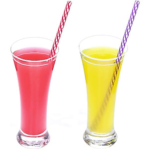 Dakoufish 12 Piece 13 Inch Reusable Plastic Thick Drinking Straws BPA Free Mason Jar Straws Transparent Small Stripe (13inch, Mix 12color)