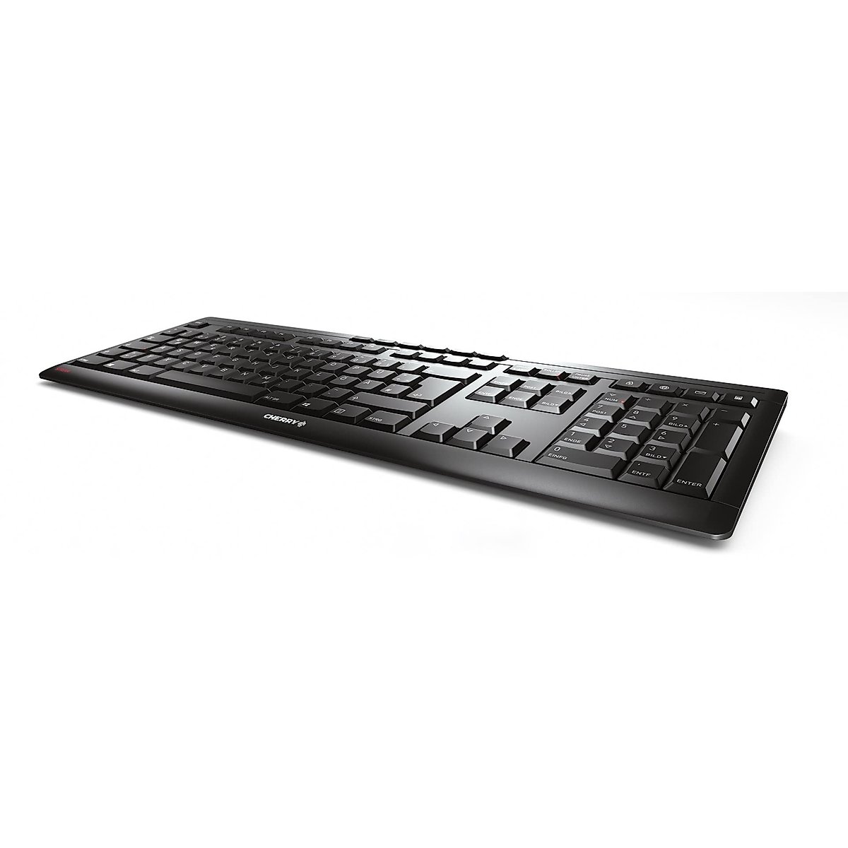 Cherry Stream Wireless Keyboard with SX Scissors Mechanism, Slim Yet Full Size QWERTY Ergo Friendly with Number Pad, Thin Design with Quiet keystroke for use at Home Office or Work. Black