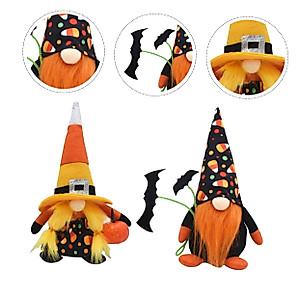 Abaodam 2pcs Halloween Gnomes Plush Elf Decoration Scandinavian Gnome Doll Ornament for Tiered Tray Decor Halloween Party Favor Trick or Treat
