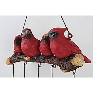 Gardenvy Cardinal Bird Wind Chime, Red Bird Bell Wind Chimes Outdoor Decorations, Garden Backyard Church Hanging Decor, Red