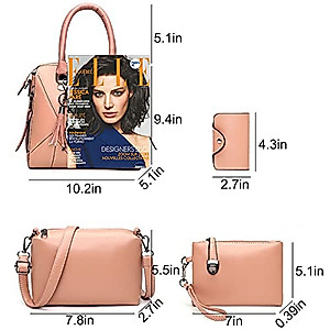 XingChen Handbags for Women Fashion Tote Work Bag Shoulder Bag Top Handle Satchel Purse Set 4pcs(Orange)