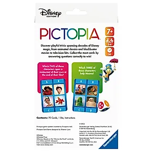Ravensburger Disney World of Disney Pictopia Card Game - Travel-Sized Trivia Game for Kids and Adults | Educational Fun | Family Bonding Time | Ideal for Ages 7 and Up