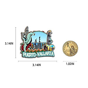 Puerto Vallarta Mexico Magnet Fridge Magnet Wooden 3D Landmarks Travel Collectible Souvenirs Decoration Handmade