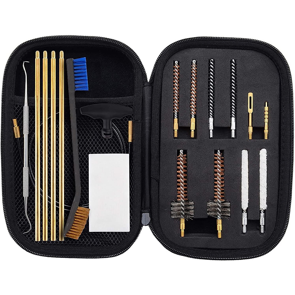 BOOSTEADY Gun Cleaning Kit .22 Cleaning kit with Bore Chamber Brushes Cleaning Kit, Brass Cleaning Rod in Zippered Organizer Compact Case