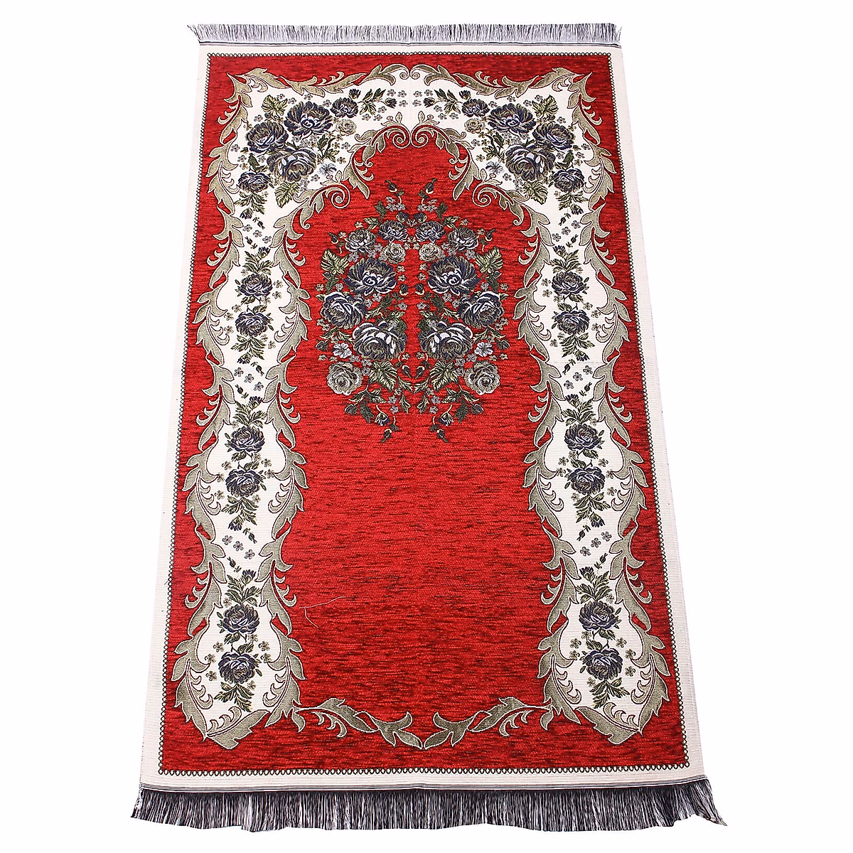 ihvan online Luxury Islamic Prayer Velvet Covered Gift Box, Deluxe 4 Piece Set with Elegant Velvet Covered Quran & Prayer Beads Tesbih & Prayer Rug, Ramadan & Eid Gift, Burgundy