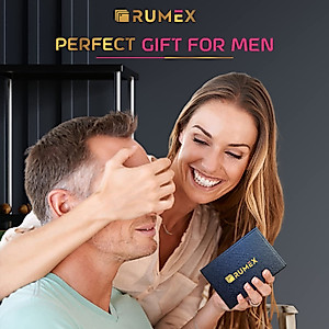 RUMEX Men’s Metal Wallet & Card Holder - RFID Blocking Anti-Theft Slim Wallet for Men - Sleek & Minimalist Metal Design - Men’s Card Organizer & Money Clip - BLACK CARBON FIBER