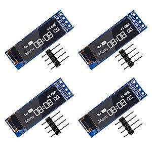 AITRIP 4pcs I2C OLED Display Module 0.91 Inch I2C SSD1306 OLED Display Module White I2C OLED Screen Driver DC 3.3V~5V for Arduino (White)