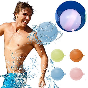 Grebest Reusable Water Balloons,Summer Outdoor Pool Beach Water Fighting Ball Games Toy-Self-Sealing Quick Fill Water Bombs Balls for Kids Adults Pink C 2.36