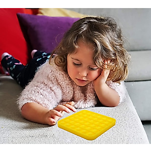 RadBizz Push Pop Bubble Fidget Sensory Toy - for Autism, Stress, Anxiety - Kids and Adults (Square Yellow)