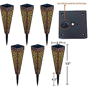 6Pcs Solar Lights Outdoor Decorative Pathway Garden Stakes Lights Waterproof LED for Patio, Walkway, Lawn Decorations (Copper)