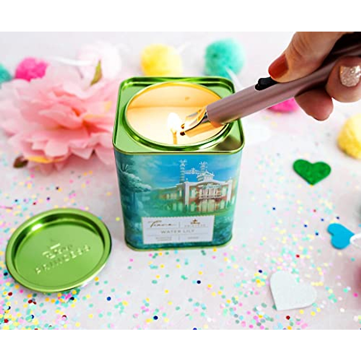 Ukonic Disney Princess Home Collection Tiana 11-Ounce Scented Tea Tin Candle with Water Lily Aromatic Fragrance | 28-Hour Burn Time | Home Decor Housewarming Essentials, and Collectibles