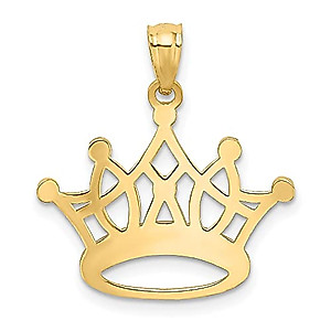 IceCarats 14K Yellow Gold Royal Princess Crown Necklace Charm Pendant Only