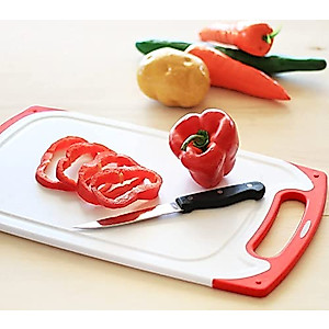 Cutting Boards for Kitchen, Plastic Chopping Board Set of 3 with Non-Slip Feet and Deep Drip Juice Groove, Easy Grip Handle, BPA Free, Non-porous, Dishwasher Safe