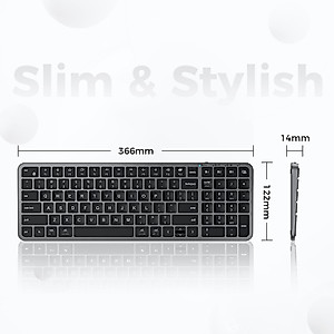 iClever BK20 Bluetooth Keyboard, with Numeric Keypad, Multi-Device Rechargeable and Stable Connection Compact Size Wireless Keyboard for MacBook, Laptop, iPad, Tablet, Windows