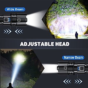 Sigoobal Rechargeable LED Flashlights High Lumens,900000 Lumen Super Bright Flashlight with USB Output, 20 Hours Runtime 5000ɱAh Large Capacity Flash Light, Powerful Flashlight for Home, Camping