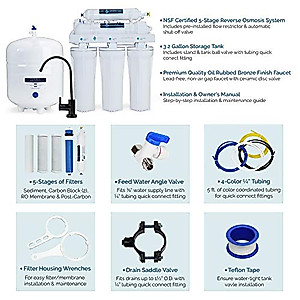 Olympia Water Systems 50 GPD Membrane Reverse Osmosis Water Filtration System with Oil Rubbed Bronze Finish Faucet