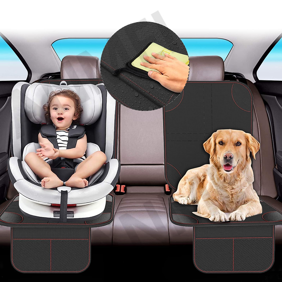 Car Seat Protector,Baby Kids Protection Cushion,Car Seat Protector Under Car Seat, Thickest Non-Slip Car Seat Protector for Baby/Child Car Seat, for Baby and Pet Car Seat Protection Cushion (2-Pack)