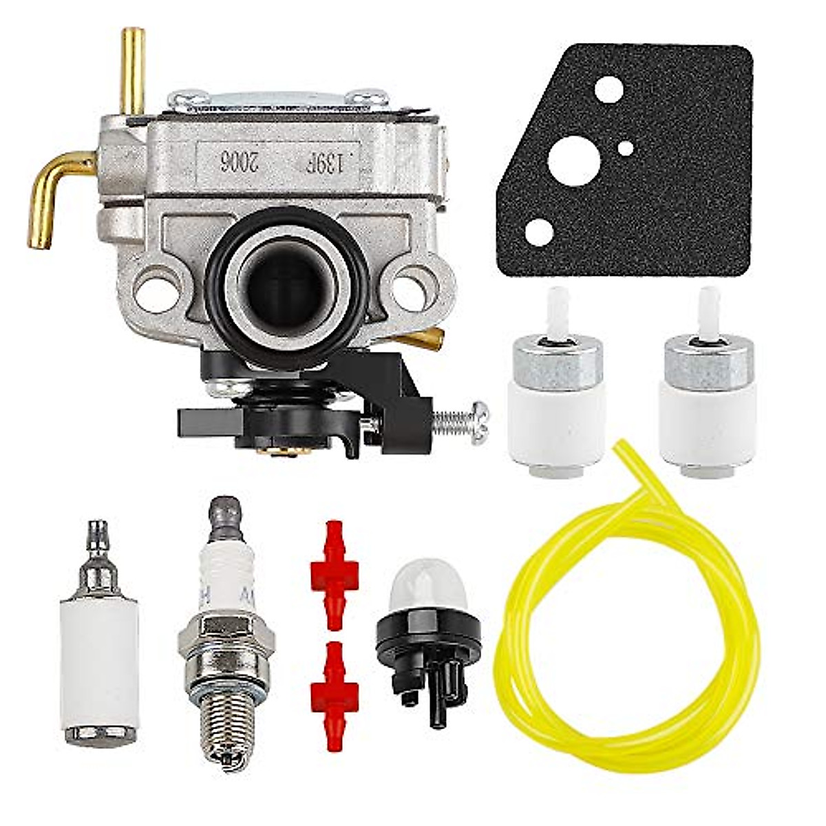 Huswell 753-08323 Carburetor for Troy-Bilt TB685EC TB635EC TB6044XP 685EC 635EC 6044XP MTD AC8 TEC Trimmer with AC04122 Fuel Line Kit 753-08319 Primer Bulb