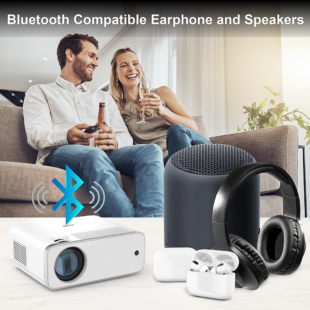 Artlii Enjoy4 Mini Projector 5G WiFi and Bluetooth, Native 1080P 210 ANSI Portable Projector for Outdoor and Indoor Use, Movie Projector Compatible with iOS, Android, Xbox, PS5, TV Stick, HDMI