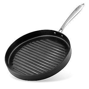 NutriChef Anodized Non-Stick Grill - Dishwasher Safe Nonstick Grill Pan Heavy Gauge Aluminum Body with Hard Anodized Surface for Even Heating, Max Temperature: 500° Fahrenheit (260° Celsius)