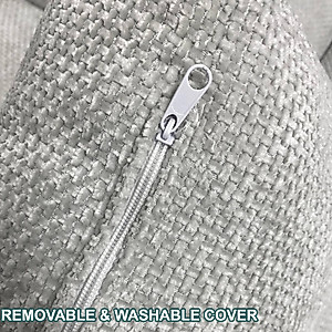 Sectional Sofa Deep Couch with Chaise Modular Sectional Couch with Extra Large Ottoman Corduroy Sectioanl Sofa Sleeper Couch for Living Room Apartment (White, 3 Seater with Ottoman)