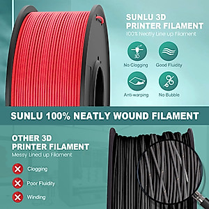SUNLU 3D Printer Filament, PLA Matte and Silk Filament Bundle, 1.75mm PLA Filament Muticolor, 250G Spool, 8 Rolls, Black+White+Red+Blue+Green+Pink+Grey+Clay