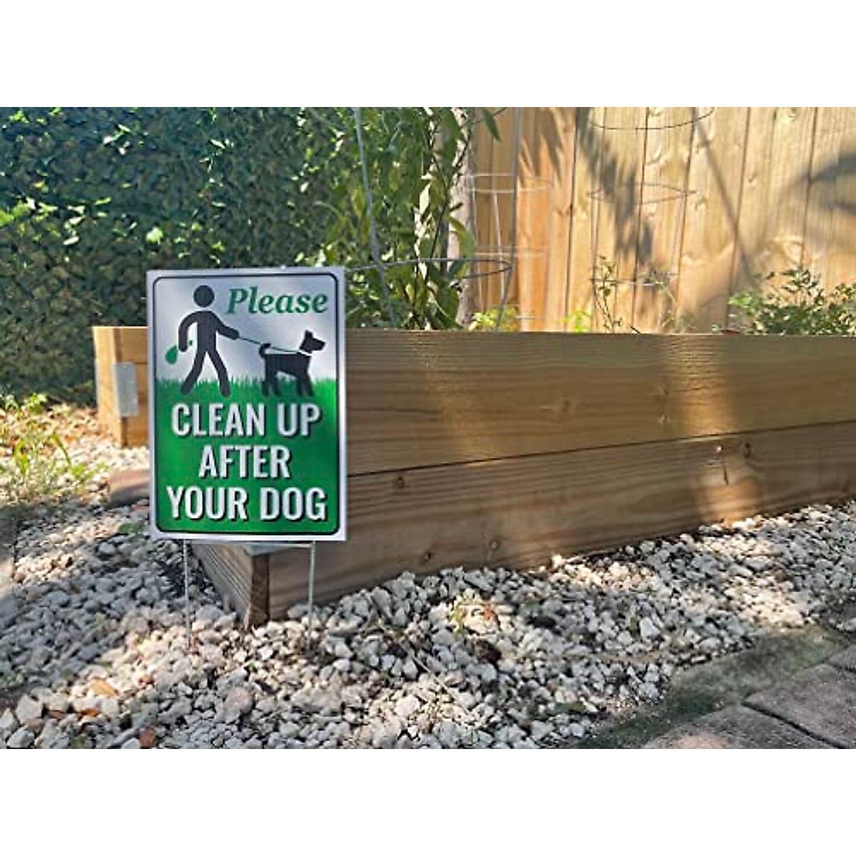 Signs Authority Clean Up After Your Dog Signs 12"x9" with Metal H-Stake | No Poop Signs for Lawn No Pooping Dog Signs For Yard | Pick Up After Your Dog Sign with Stake | Clean After Your Dog Sign