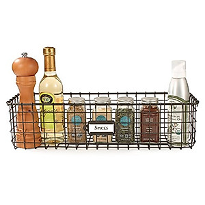 Spectrum Diversified Vintage Basket, Rustic Farmhouse Kitchen Cabinet & Pantry, Wall-Mounted Storage & Organization, 6x18.5x5.2 Inch (Pack of 1), Industrial Gray