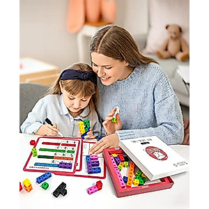 GAMENOTE Math Cubes Manipulatives with Activity Cards - Number Counting Blocks Toys Snap Linking Cube Math Counters for Kids Kindergarten Learning Activities