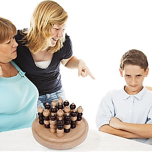 GOTHINK 3D Four in a Row, Challenge Your Mind with Handmade Birch Wood Board Game for 2 Players, Perfect for Kids and Adults