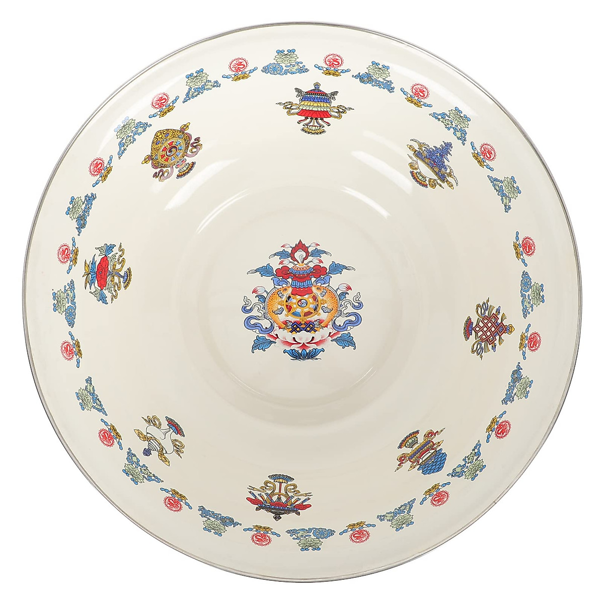 DOITOOL Metal Wash Basin chinese propane bowl enamel bowl with lid retro wedding soup bowl salad fruit serving bowl chinese decor 30cm camp cookware white collapsible bowls for camping Enamel Bowls