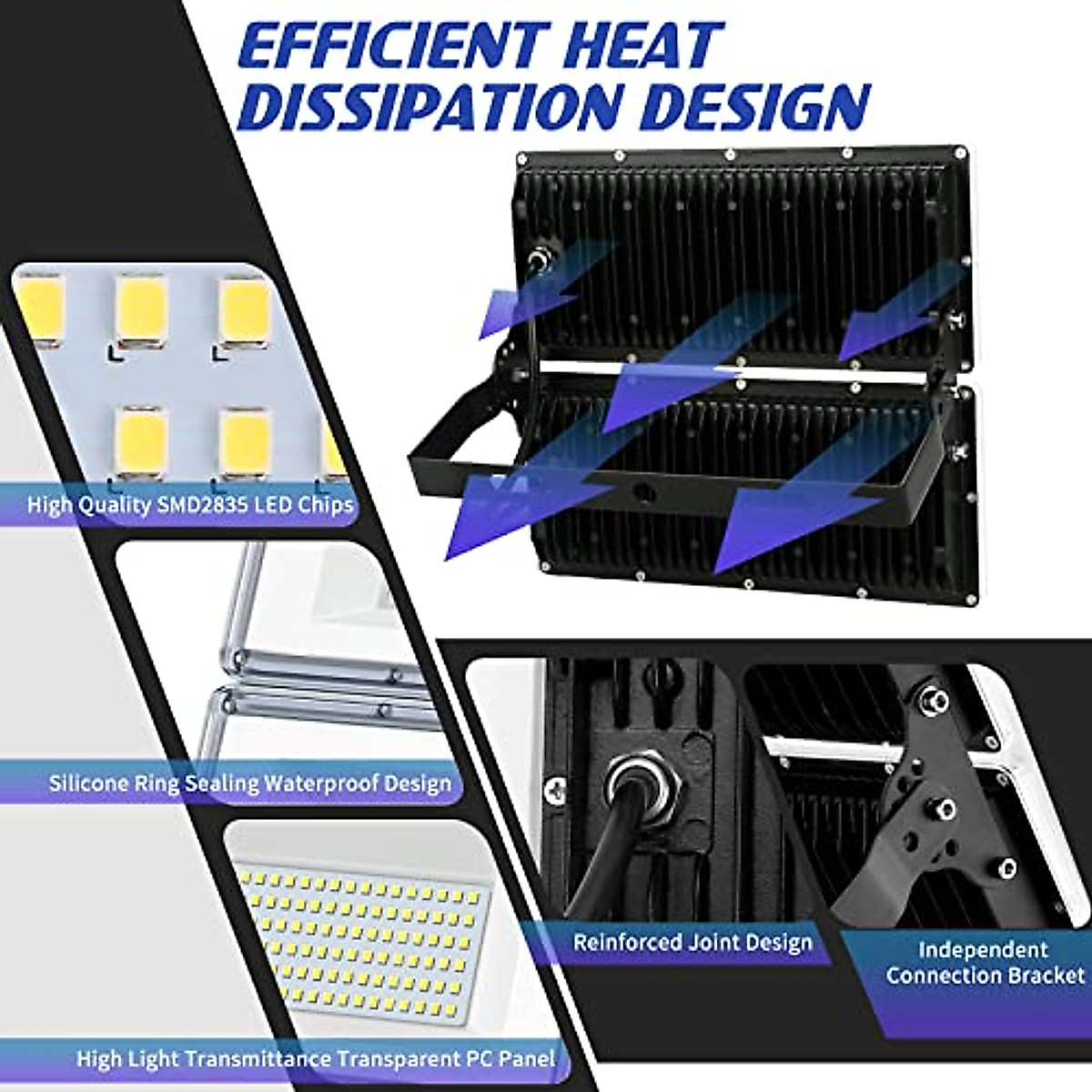 2 Pack 200W LED Flood Light, Super Bright Outdoor Stadium Lights, 20000LM 7000K Daylight Adjustable Lighting Angle, IP67 Waterproof Security Outdoor Flood Lighting for Yard, Stadium, Garden, Lawn