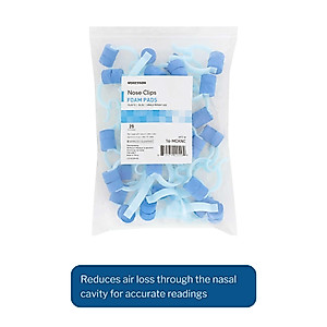 McKesson Nose Clips - Disposable, Plastic and Rubber, Blue, for Spirometry Testing - Comfortable Fit for All Sizes, 25 Count, 1 Pack