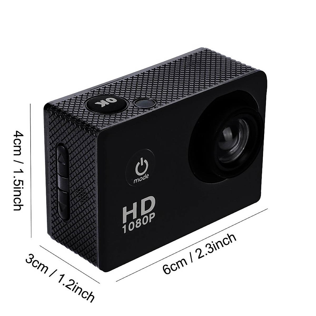 Jopwkuin Motion Camera, Removable Battery 1080P 140° Wide Angle 30m Waterproof HD Camera Loop Recording Automatic Exposure for Outdoor Activities(Black)