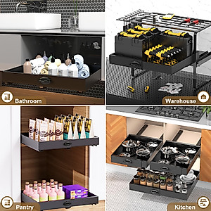 DOUNIWAN Pull Out Cabinet Organizer, Heavy Duty Slide Out Drawers,Expandable (14.4'' to 20.4'') Fixed With Adhesive Nano Film for Pots, Roll out Shelf Storage Kitchen,Pantry,Bathroom Storage