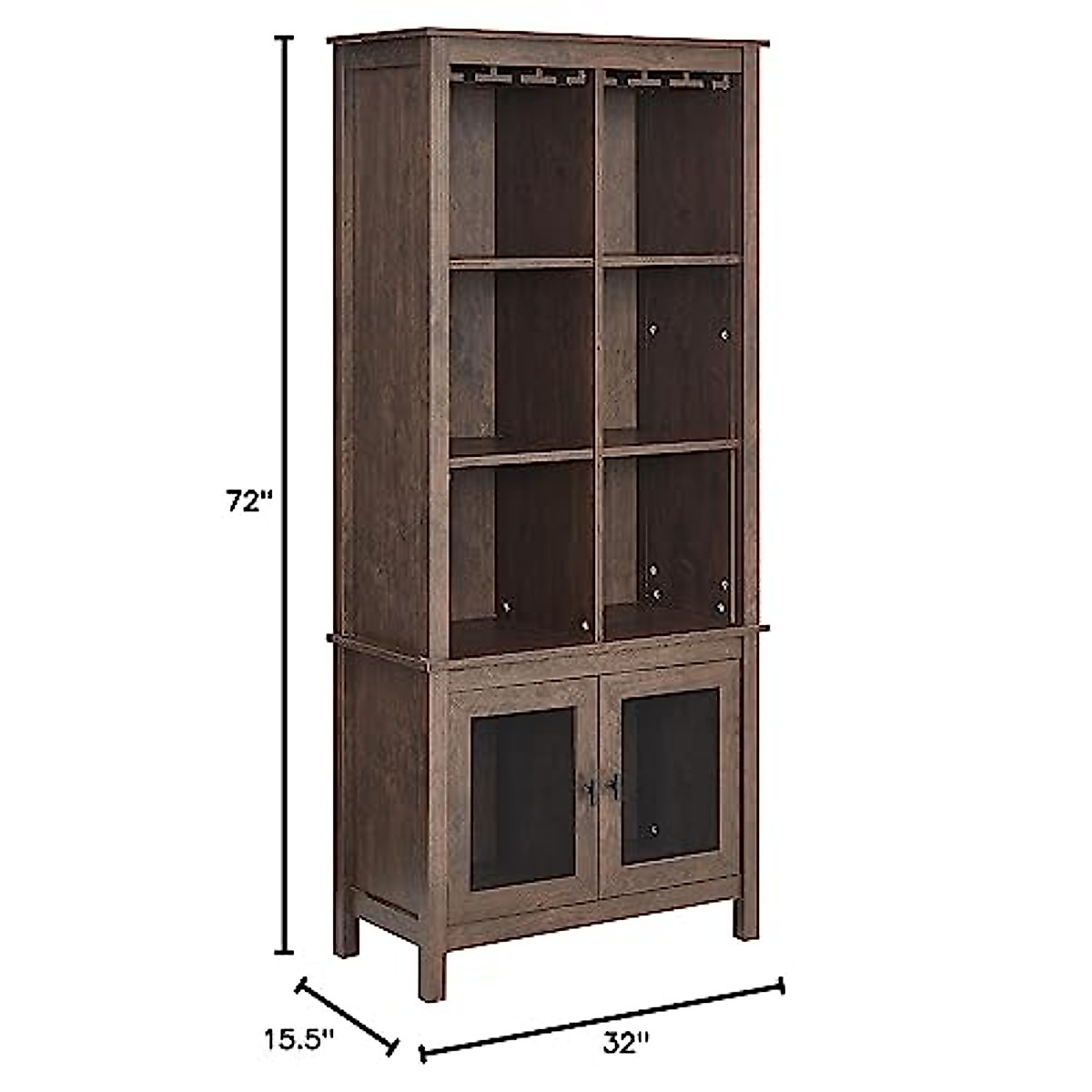 Home Source 72" Wood Exquisite Bar Wine Cabinet with Storage,Liquor Cabinet with Removable Wine Racks,Bookcase,Kitchen Pantry Storage Cabinet for Kitchen,Dining Room, Living Room,Mahogany