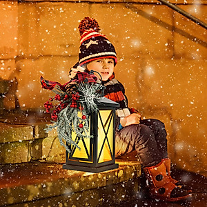 Christmas Candle Lantern 14Inch, Christmas Lanterns Garden Flashing Candle Light, Decorative Hanging Lantern for Indoor Home Tables and Fireplaces Outdoor Patios