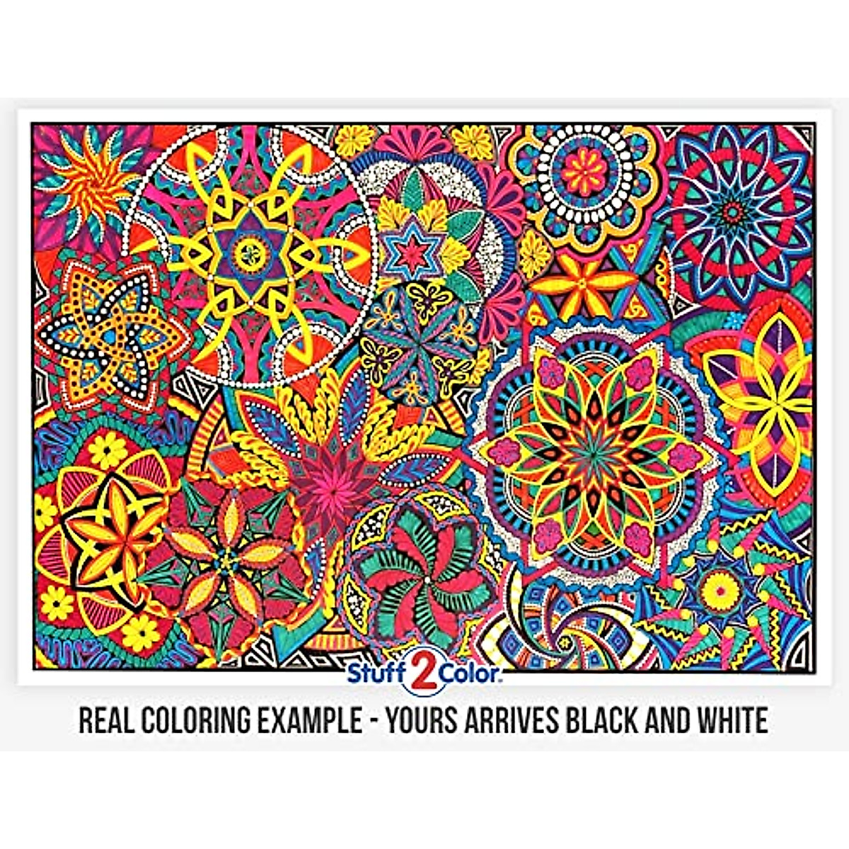 Stuff2Color Giant Coloring Poster Mandala Madness for Kids and Adults - Great for Family Time, Girls, Boys, Arts and Crafts, Adults, Care Facilities, Schools and Group Activities (1 Pack)