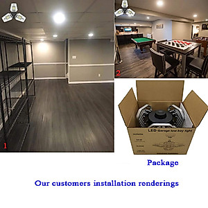 LED Garage Lights 2pack, 60W Daywhite LED Garage Ceiling Lights, 6500Lm led Garage Light CRI 80 led Adjustable Garage Light,led Lights for Garage Barn,Warehouse,Basement