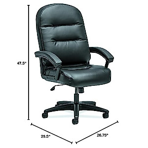 HON HON2095HPWST11T Pillow-Soft Executive High-Back Leather Computer Chair for Office Desk, Black (H2095), SofThread