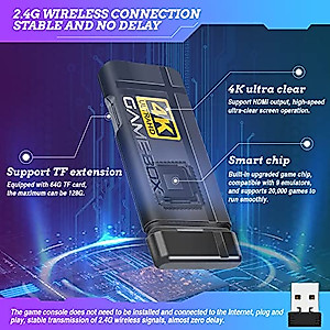 Wireless Retro Game Console, Equipped with 64G TF Card Plug and Play, Nostalgia Game Stick 4K 20000+ Games Built-in, 9 Classic Emulators, with Dual 2.4G Upgraded Wireless Controllers, White