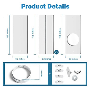 Portable Air Conditioner Window Kit, with Adjustable Window Seal for AC Unit, AC Window Vent Kit, Sliding Window Air Conditioner Kit for Doors Windows and 5.9 inch Diameter Exhaust Hose