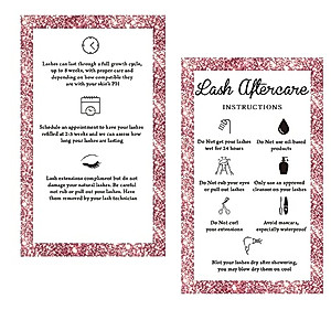 Aftercare Lash Extensions Card, 50 Pack Of 3.5x2 Inch Eyelash Extension Care Instruction Cards For Eyelash Extension Supplies, Eyelash Extension Kit, Glossy Eyelash Cards For Salon, Business Supplies